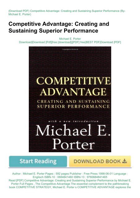 Read [PDF] Competitive Advantage: Creating and Sustaining Superior Performance by Michael E ...