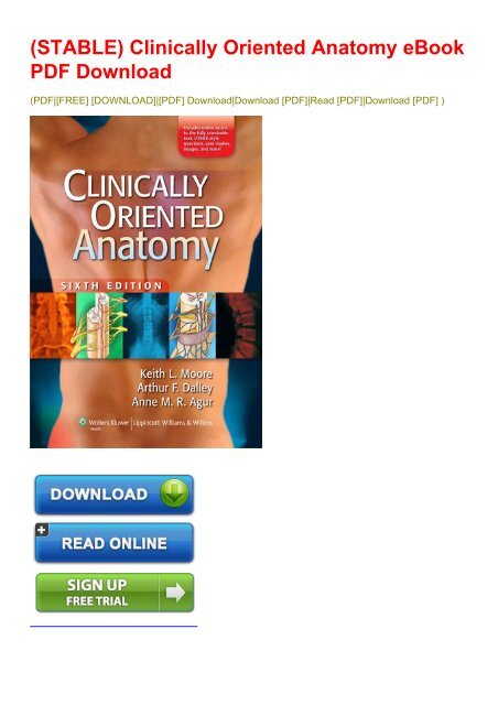 Stable Clinically Oriented Anatomy Ebook Pdf Download