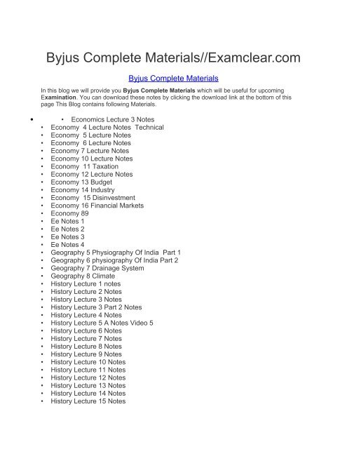 Byjus Complete Materials