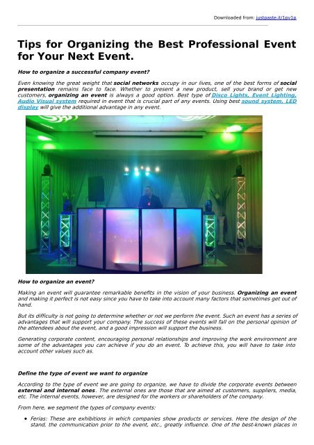 Tips for Organizing the Best Professional Event for Your Next Event