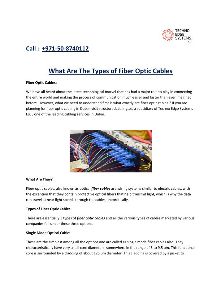 Fiber Optic Cabling Dubai Magazines