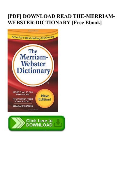 [PDF] DOWNLOAD READ THE-MERRIAM-WEBSTER-DICTIONARY [Free Ebook]
