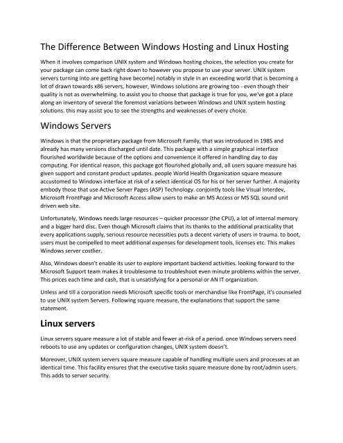 The Difference Between Windows Hosting and Linux Hosting
