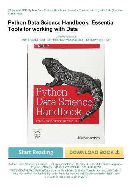 FREE DOWNLOAD Python Data Science Handbook Essential Tools For Working 