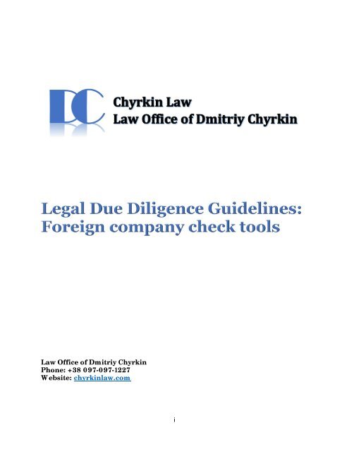 Legal Due Diligence Guidelines