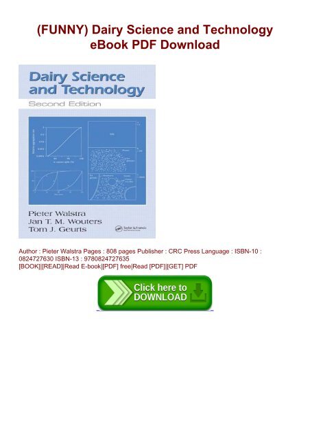 (FUNNY) Dairy Science and Technology eBook PDF Download