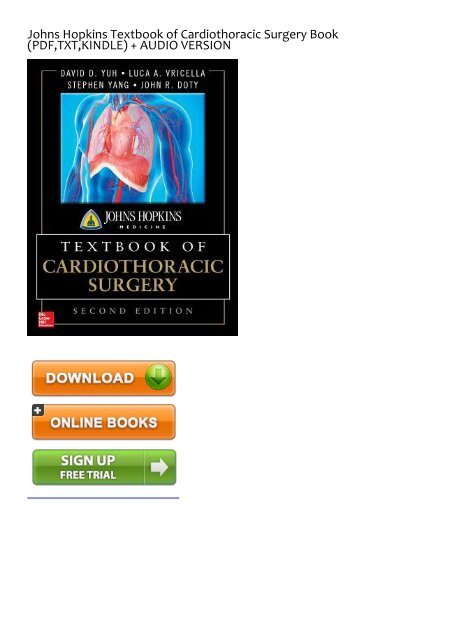 (EXTRA) Johns Hopkins Textbook of Cardiothoracic Surgery ebook eBook PDF