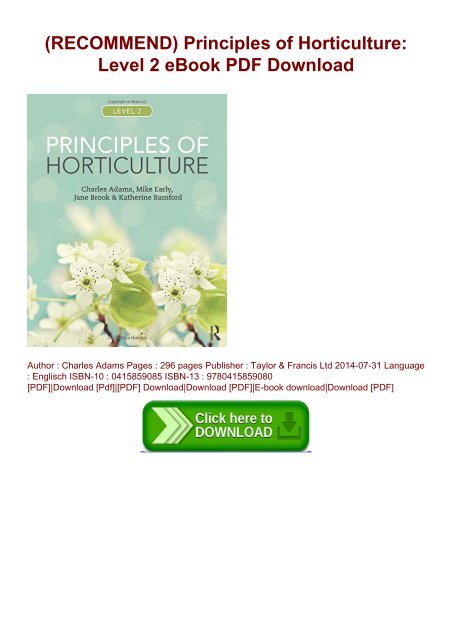 (RECOMMEND) Principles of Horticulture: Level 2 eBook PDF Download