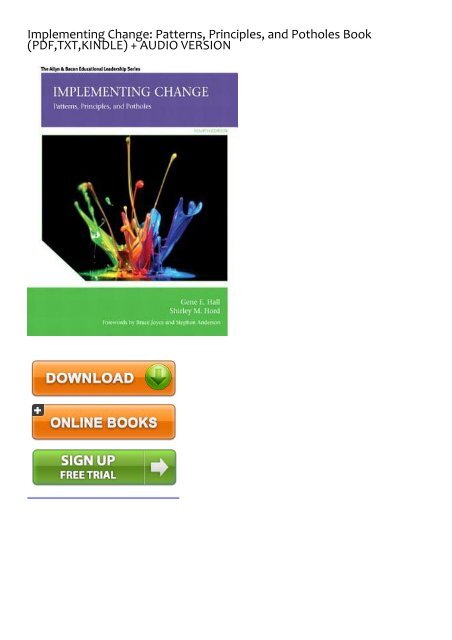 (MEDITATIVE) Implementing Change: Patterns, Principles, and Potholes eBook PDF Download