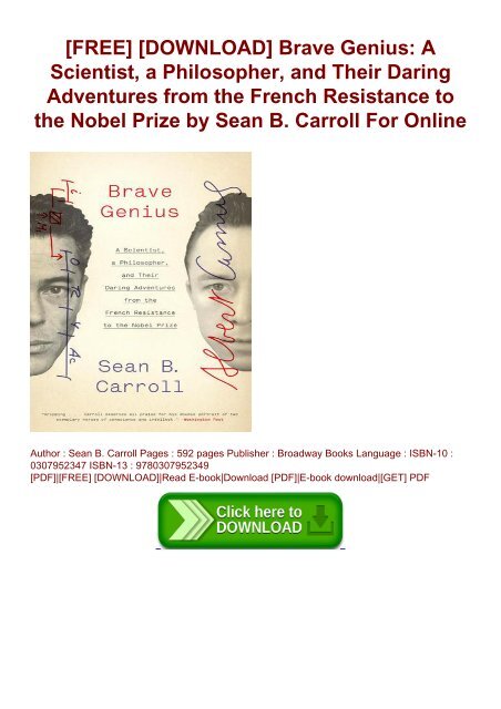 [FREE] [DOWNLOAD] Brave Genius: A Scientist, a Philosopher, and Their ...
