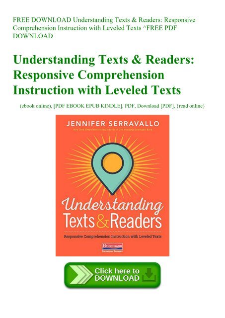 FREE DOWNLOAD Understanding Texts & Readers Responsive Comprehension ...