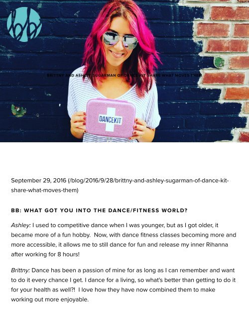Brittny and Ashley Sugarman of Dance Kit share what moves them ...