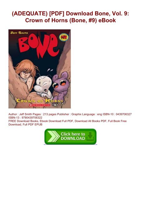 (ADEQUATE) [PDF] Download Bone, Vol. 9: Crown of Horns (Bone, #9) eBook