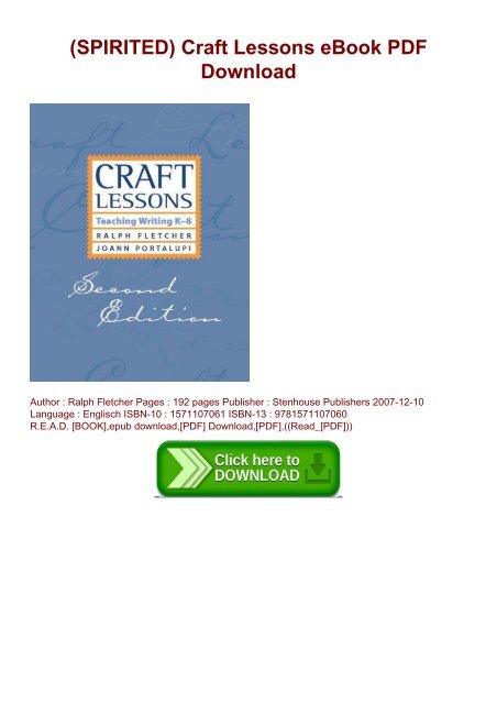 (SPIRITED) Craft Lessons eBook PDF Download