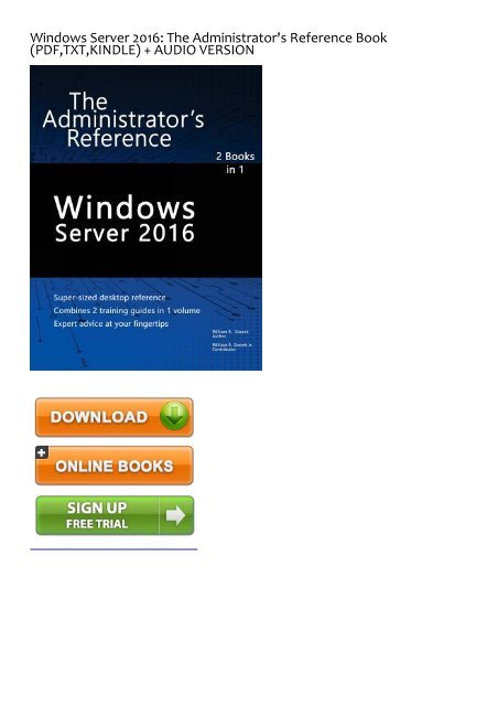 (Nx6z) Download Book Windows Server 2016: The Administrator's Reference eBook