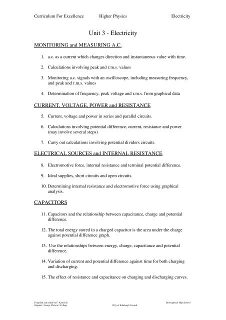 Unit 3 - Electricity Notes