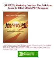 [FREE] [DOWNLOAD] Mastering 'metrics: The Path from Cause to Effect by Joshua D. Angrist Ebook ...