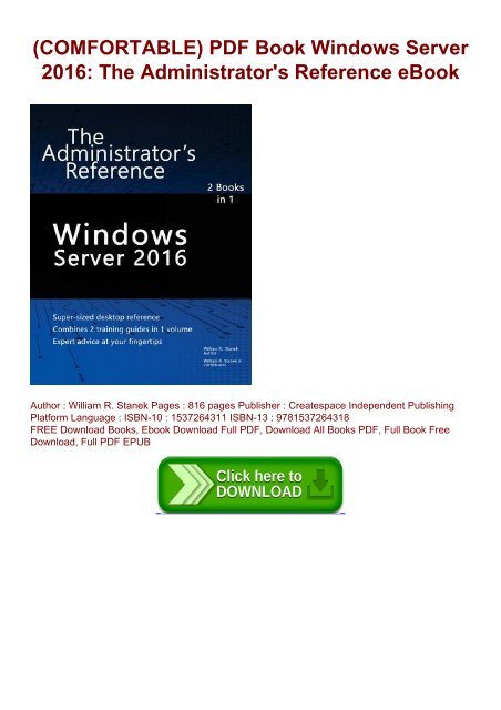 (COMFORTABLE) PDF Book Windows Server 2016: The Administrator's ...