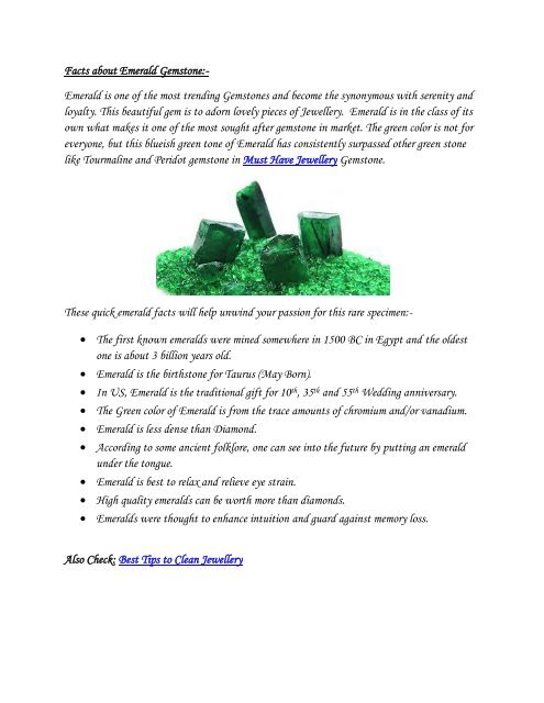 Facts About Emerald Gemstone