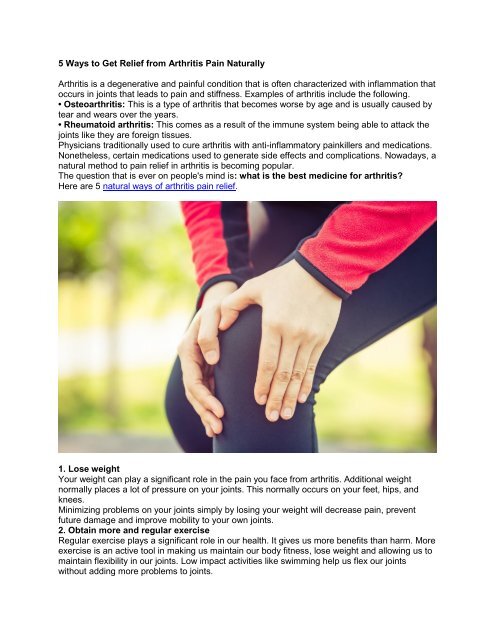 5 Ways to Get Relief from Arthritis Pain Naturally