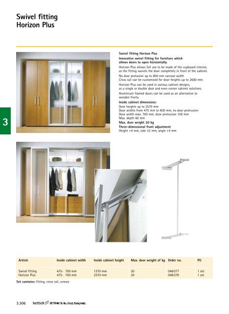 Swivel fitting Horizon Plus - Hettich