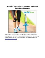 Monovisc - A Single Injection to Treat Osteoarthritis Knee Pain