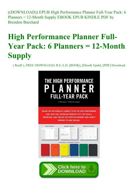 ((DOWNLOAD)) EPUB High Performance Planner Full-Year Pack 6 Planners ...