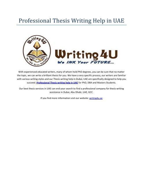 THESIS WRITING HELP in Dubai