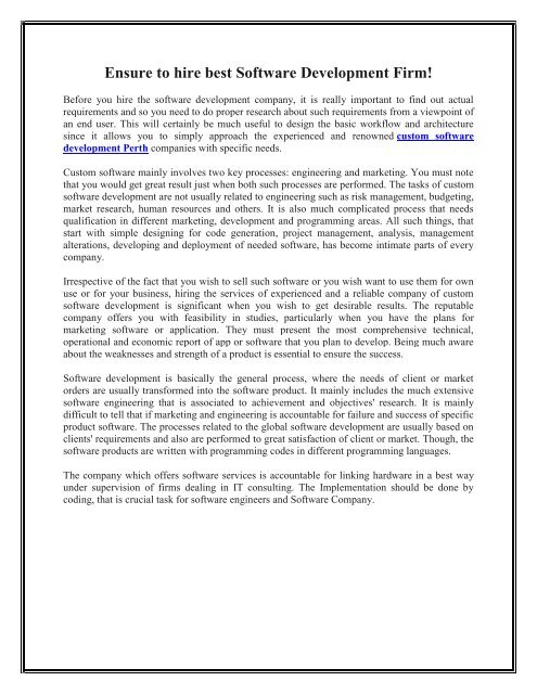 custom software development Perth