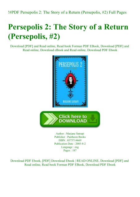 !#PDF Persepolis 2 The Story of a Return (Persepolis #2) Full Pages
