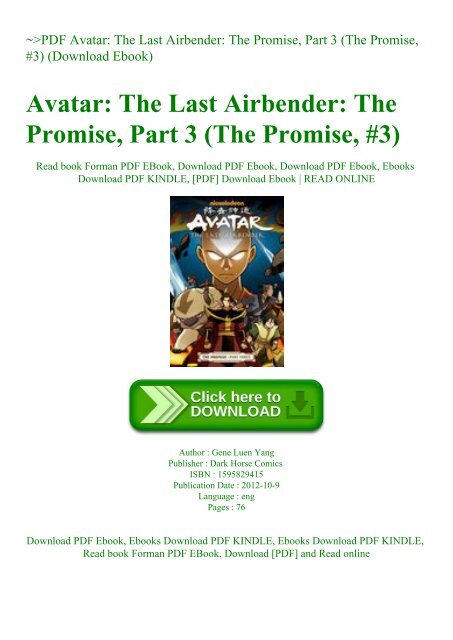 ~PDF Avatar The Last Airbender The Promise Part 3 (The Promise #3 ...