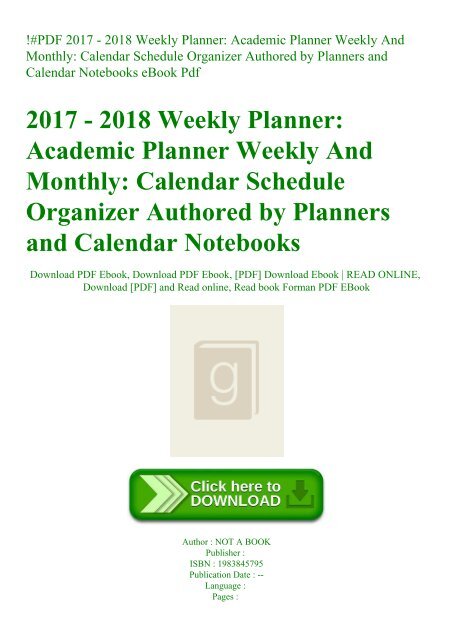 !#PDF 2017 - 2018 Weekly Planner Academic Planner Weekly And Monthly ...