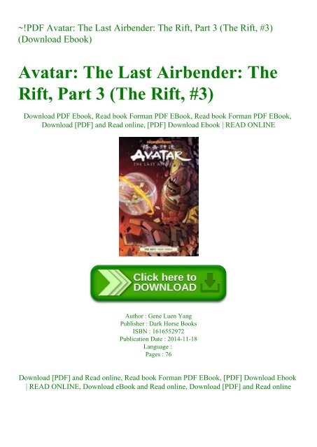 ~!PDF Avatar The Last Airbender The Rift Part 3 (The Rift #3) (Download ...
