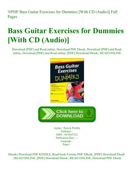 !#PDF Bass Guitar Exercises for Dummies [With CD (Audio)] Full Pages