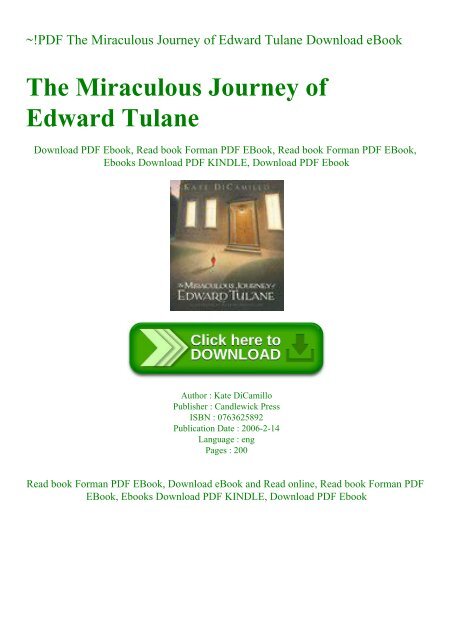 ~!PDF The Miraculous Journey of Edward Tulane Download eBook