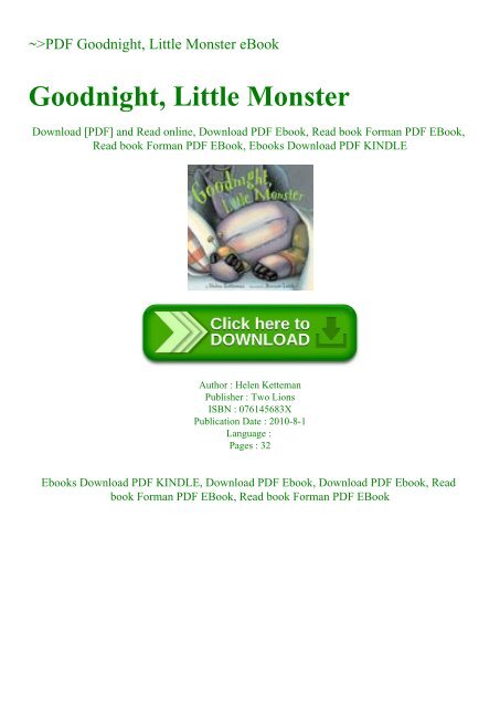 ~PDF Goodnight Little Monster eBook