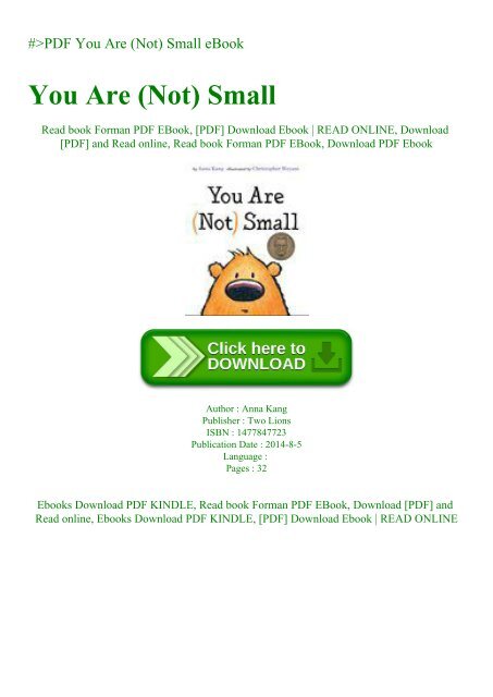 #PDF You Are (Not) Small eBook