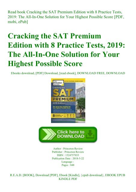 Read book Cracking the SAT Premium Edition with 8 Practice Tests 2019 ...