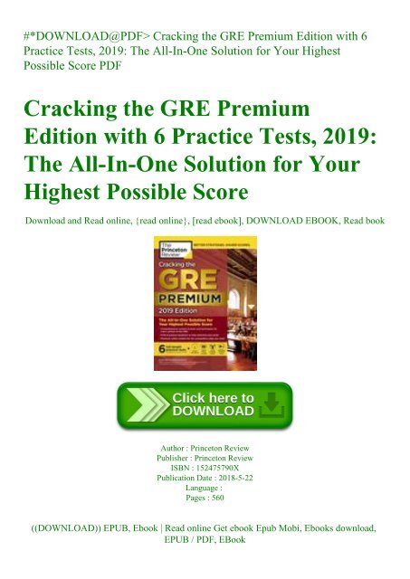 #DOWNLOAD@PDF Cracking the GRE Premium Edition with 6 Practice Tests ...
