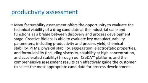 productivity assessment