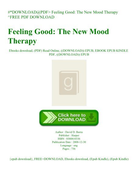 #DOWNLOAD@PDF Feeling Good The New Mood Therapy ^FREE PDF DOWNLOAD