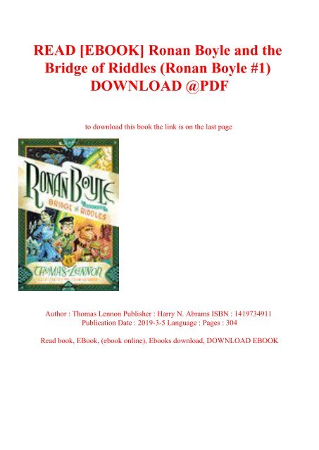 READ [EBOOK] Ronan Boyle and the Bridge of Riddles (Ronan Boyle #1 ...