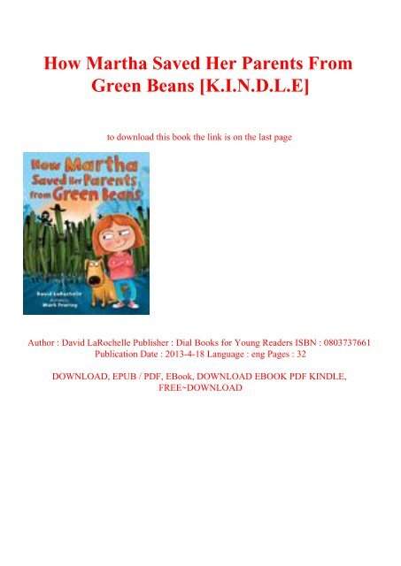 EBOOK How Martha Saved Her Parents From Green Beans [K.I.N.D.L.E]