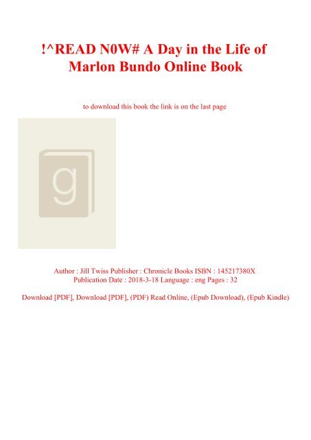 !^READ N0W# A Day in the Life of Marlon Bundo Online Book
