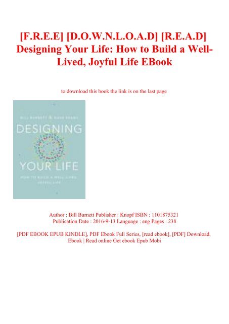 [F.R.E.E] [D.O.W.N.L.O.A.D] [R.E.A.D] Designing Your Life How to Build ...