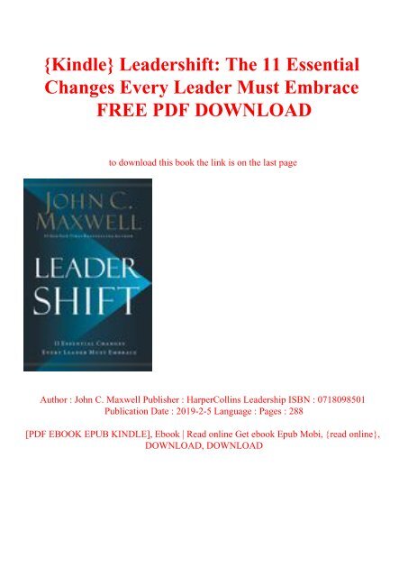 {Kindle} Leadershift The 11 Essential Changes Every Leader Must Embrace ...