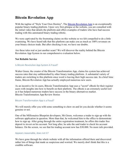 Bitcoin Revolution App Review