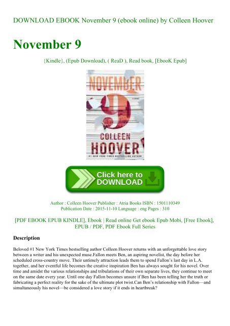 DOWNLOAD EBOOK November 9 (ebook online) by Colleen Hoover