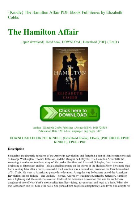 {Kindle} The Hamilton Affair PDF Ebook Full Series by Elizabeth Cobbs