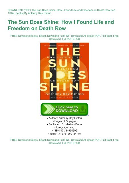DOWNLOAD (PDF) The Sun Does Shine: How I Found Life and Freedom on ...